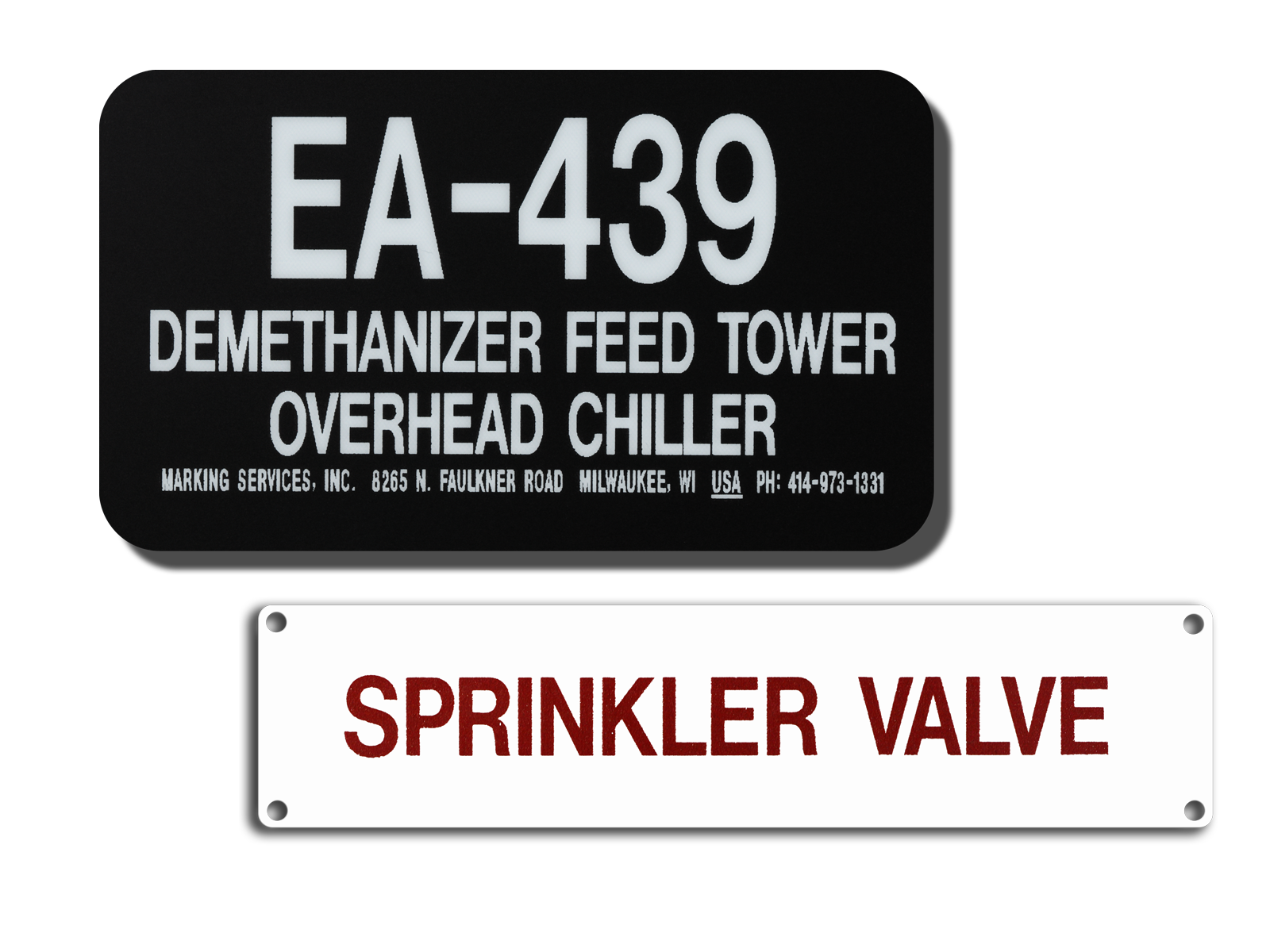 Engraved Plastic Equipment Tags | Marking Services Incorporated