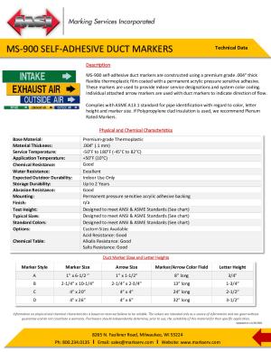 MS-900 Duct Markers w/ Attached Scored Arrow | Marking Services ...